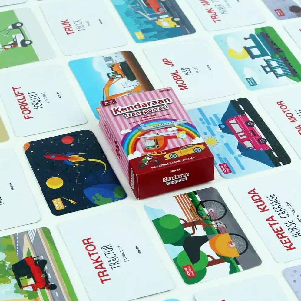 Jual Cod Flash Card Edukasi Kendaraan Transportasi Tebal / Flash Card ...