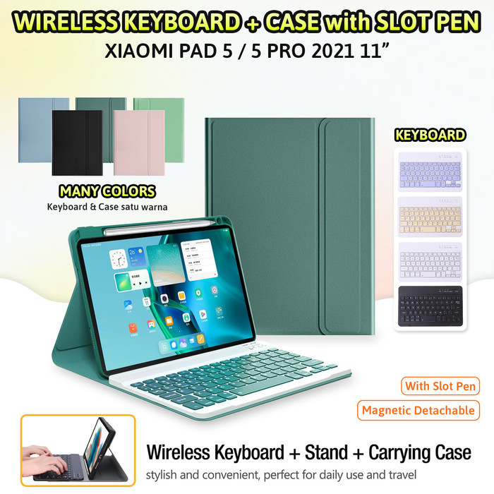 Jual Xiaomi Pad 5 11" 2021 Mipad Bluetooth Keyboard Case Slot Pen ...