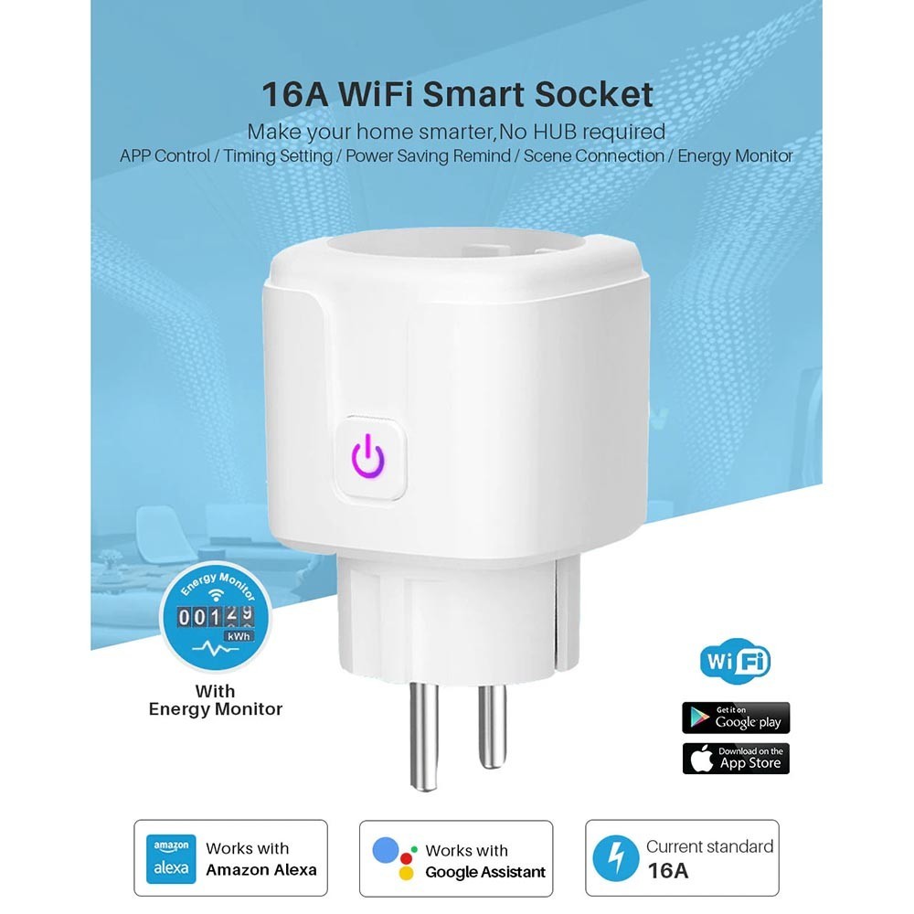 Jual Steker Smart Plug WiFi EU Plug 16A with Monitoring Function - S21 ...