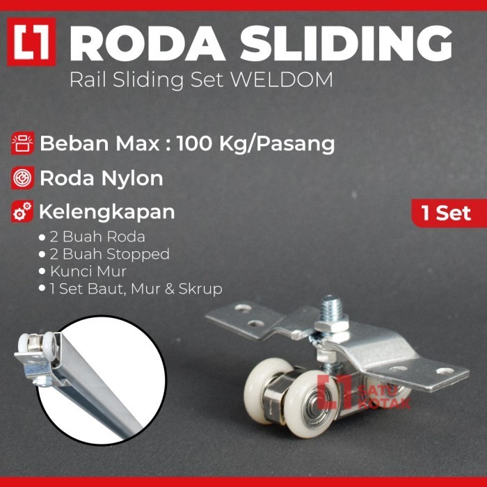 Jual RODA HUSKY RAIL PINTU GESER GANTUNG SLIDING TRACK 1 SET - WELDOM ...