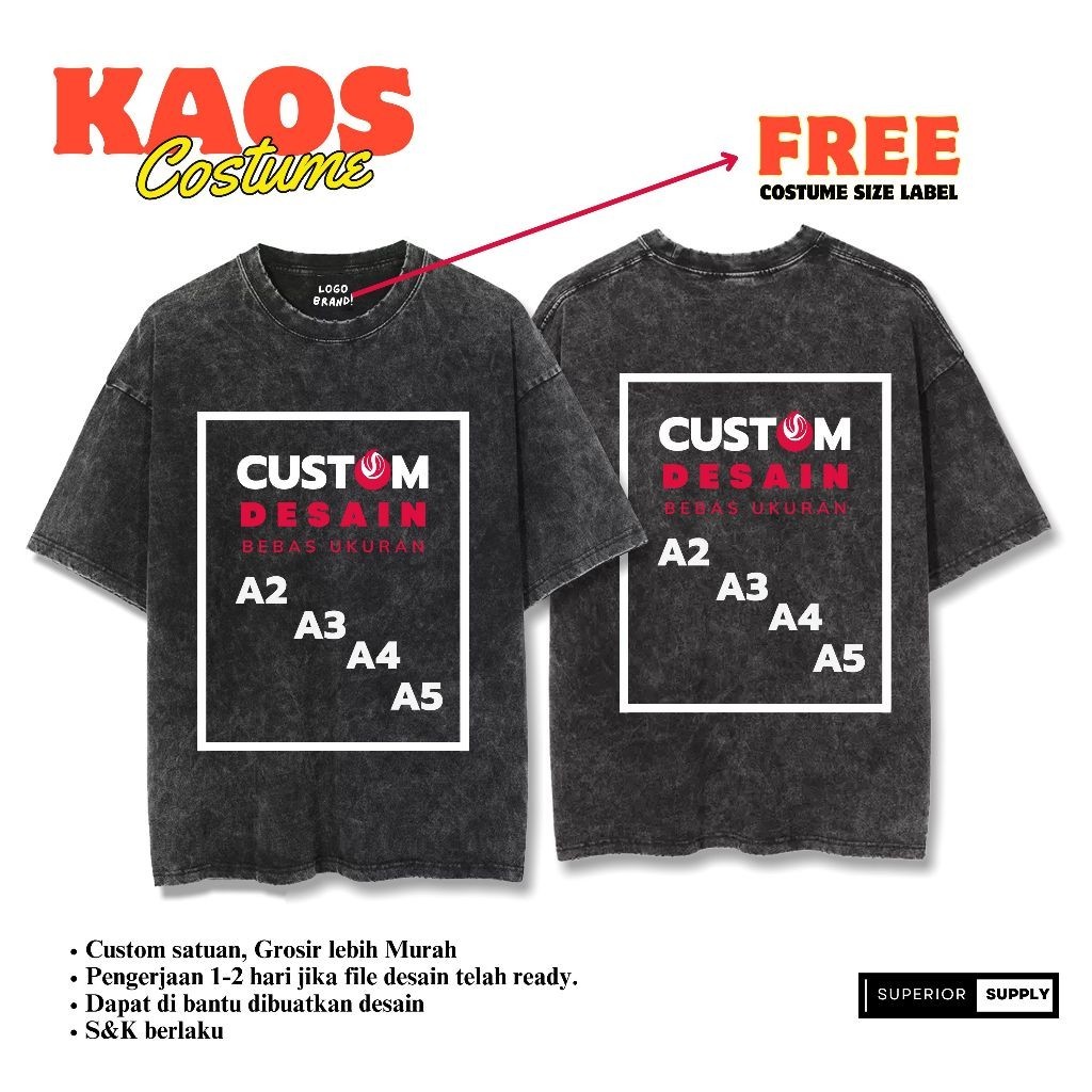Jual Kaos Custom Oversize Washed Tshirt Stonewash Sandwash Acidwash ...