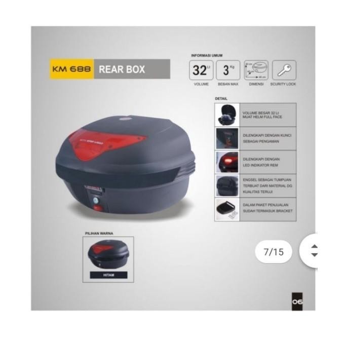 Jual BOX MOTOR BELAKANG / REAR BOX KMI 688 HITAM | Shopee Indonesia