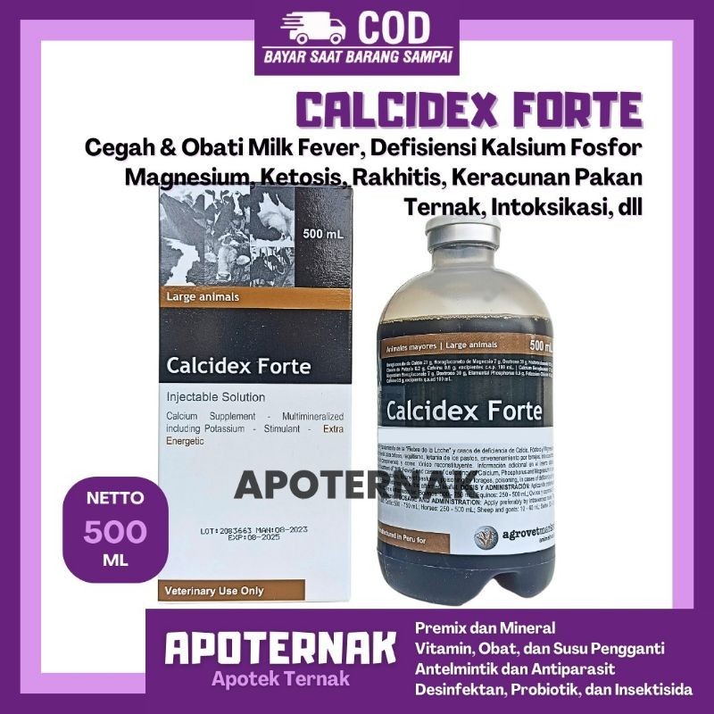 Jual CALCIDEX FORTE 500 ml AGROVET - Obat Ketosis Milk Fever Ambruk ...
