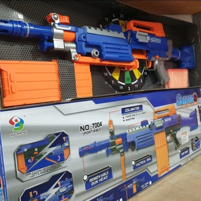 Jual Nerf Asli Murah Semi Auto 7004 Pistol Tembakan Peluru Busa Soft ...