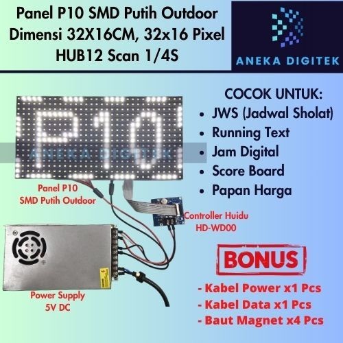 Jual Panel Module Modul LED P10 Running Text SMD White Putih Outdoor ...