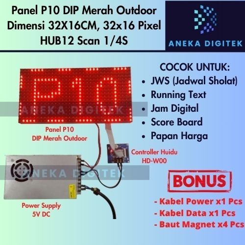 Jual Panel Module Modul LED P10 Running Text DIP Merah Red Outdoor ...
