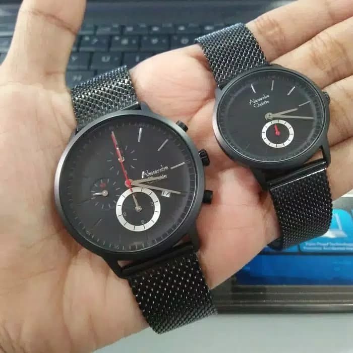 Jual Alexandre Christie Ac 6498 Couple Full Black Original Jam Alexander Cr | Shopee Indonesia