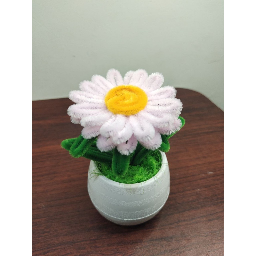 Jual Flower Pot Daisy pipe cleaner / Daisy Kawat Bulu / Daisy (Pipe ...