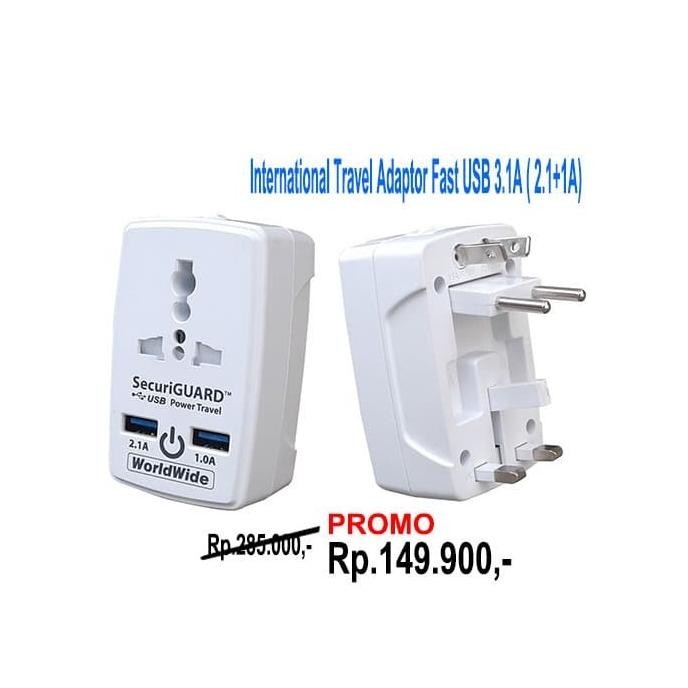 Jual Securiguard Colokan Listrik Universal & 2Usb Fast Charger [3.1A ...