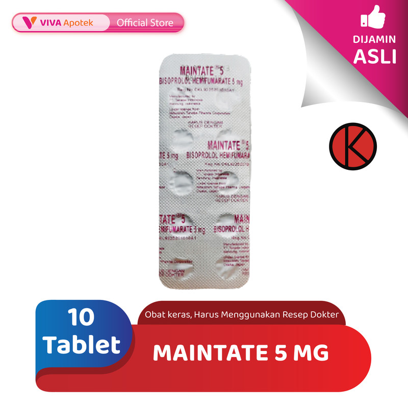 Jual Maintate 5 mg / Bisoprolol / Hipertensi / Darah Tinggi (10 Tablet ...
