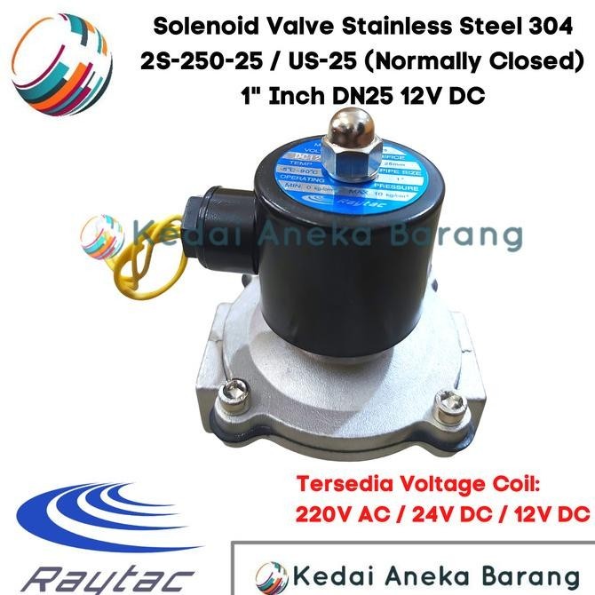 Jual Solenoid Valve 1" 1 Inch Stainless Steel 12V DC 12VDC NC 2S-250-25 | Shopee Indonesia