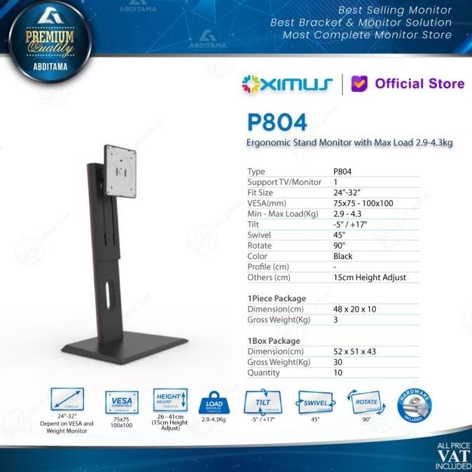 Jual Bracket Lcd Led Monitor Ergonomic Stand Oximus P804 Has Rotate ...