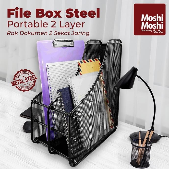 Jual File Box Foldable Steel Rak Penyimpanan Dokumen 2 Sekat Jaring ...