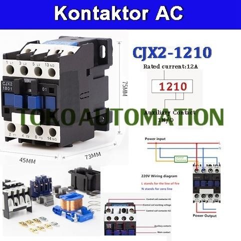 Jual CJX2-1210 CJX2 1210 220V AC 12A Contactor Motor Starter Relay SD52 | Shopee Indonesia