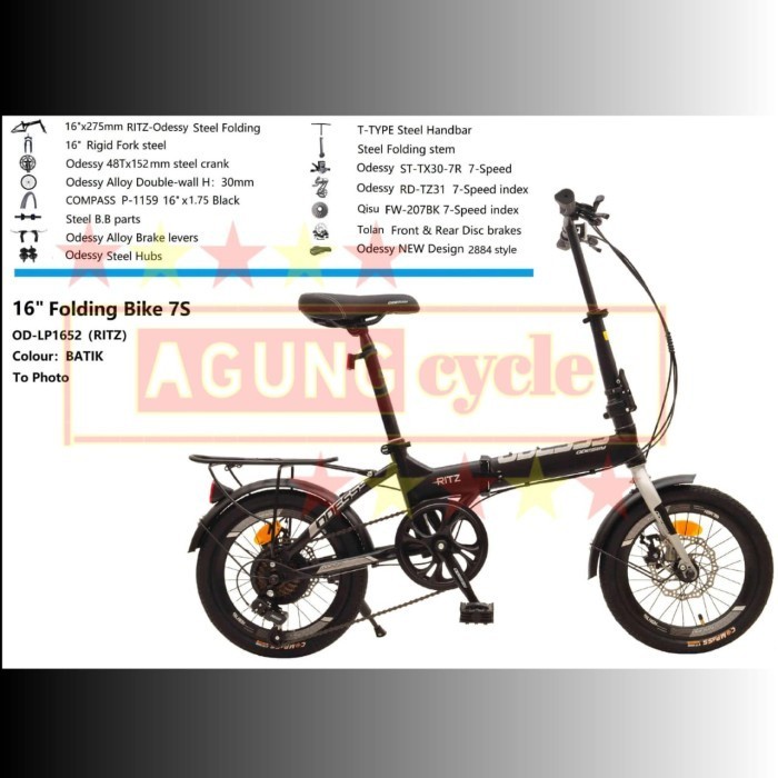 Jual Sepeda Lipat Folding Bike Odessy Ritz 16" 52 7Speed-Grab/Gojek Instan | Shopee Indonesia