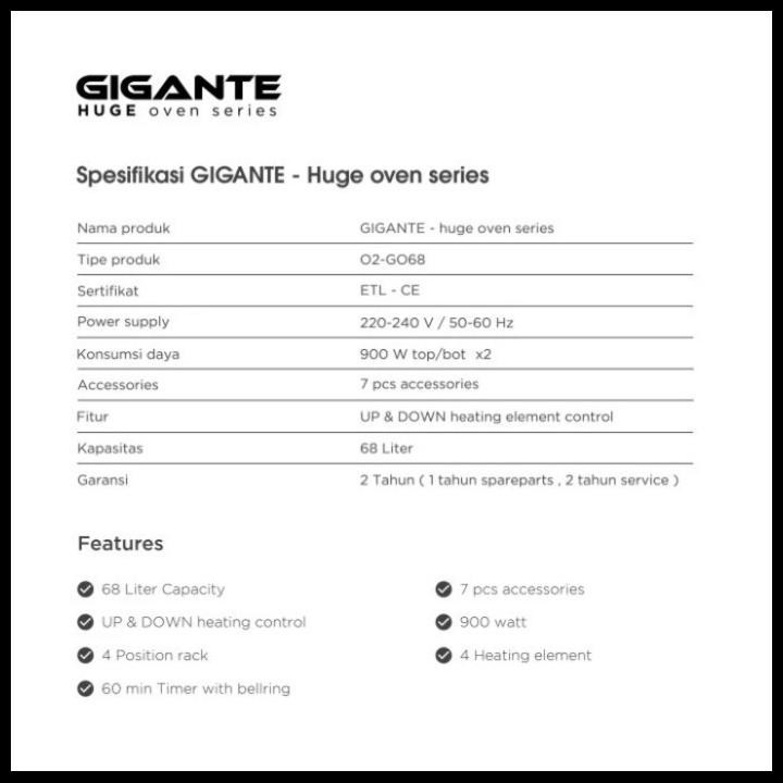 Jual OXYNIC OVEN LISTRIK BESAR 68 L GIGANTE - HUGE OVEN BIG SIZE ...