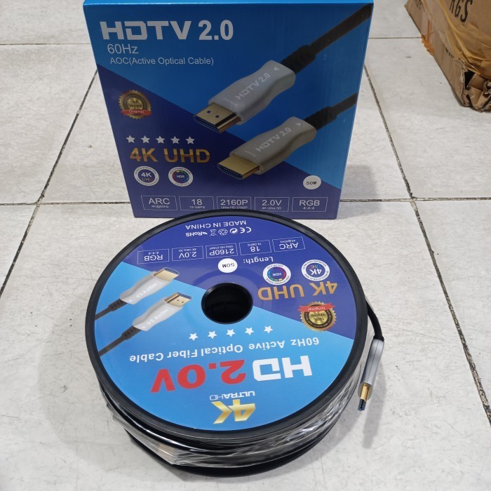 Jual Kabel Hdmi 2.0 Fiber Optic 50Meter Support 4K Uhd | Shopee Indonesia