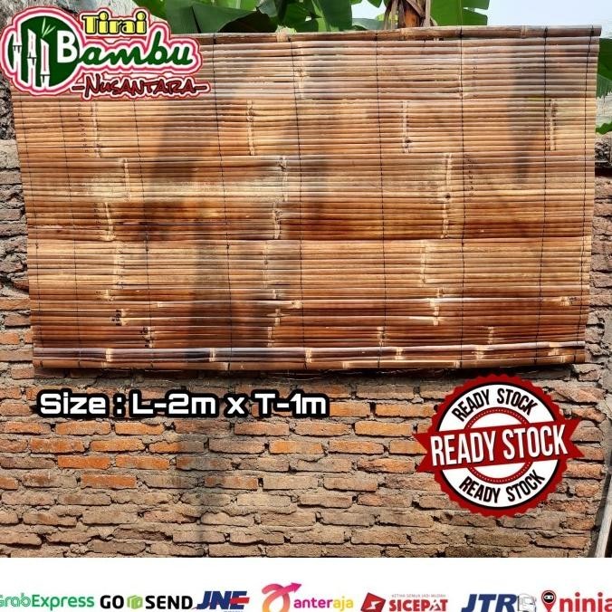 Jual Tirai Bambu kulit hitam Lebar 2m x Tinggi 1m sudah di vernis ...