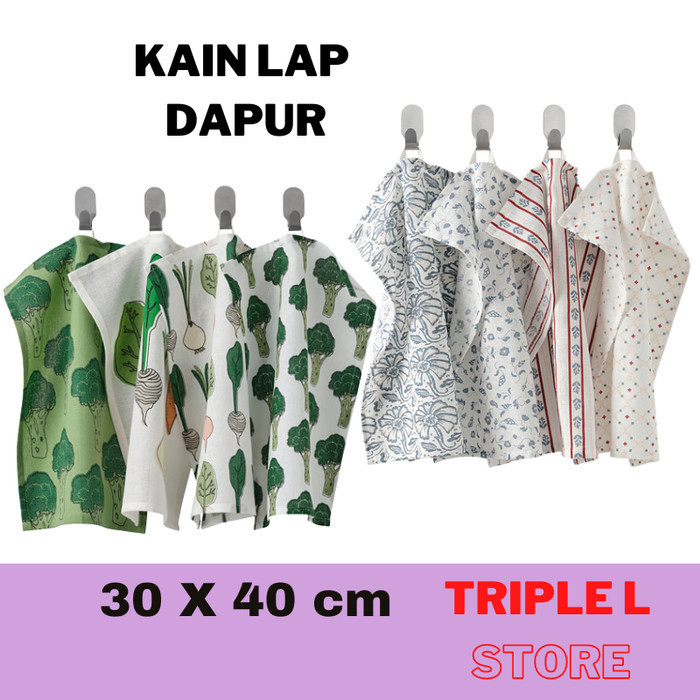 Jual Kain Lap Dapur Piring Gelas Bahan Katun Tea Towel 30X40 Cm ...