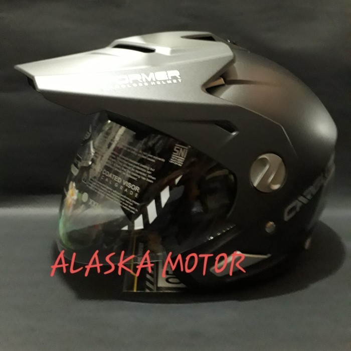 Jual Helm Cargloss Former Solid Black Dof Gold Helm Semi Cross | Shopee ...