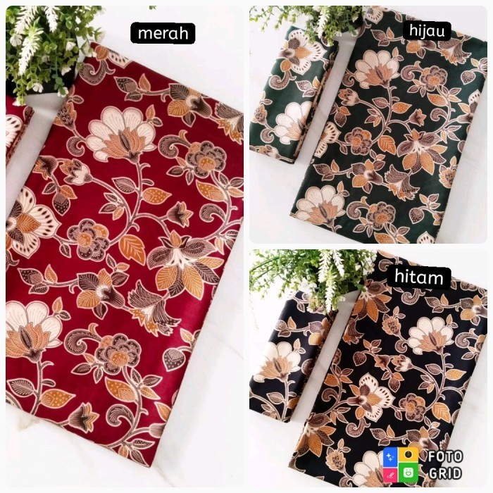 Jual Kain Batik Bunga Talang ( Merah - Hijau - Hitam ) | Shopee Indonesia