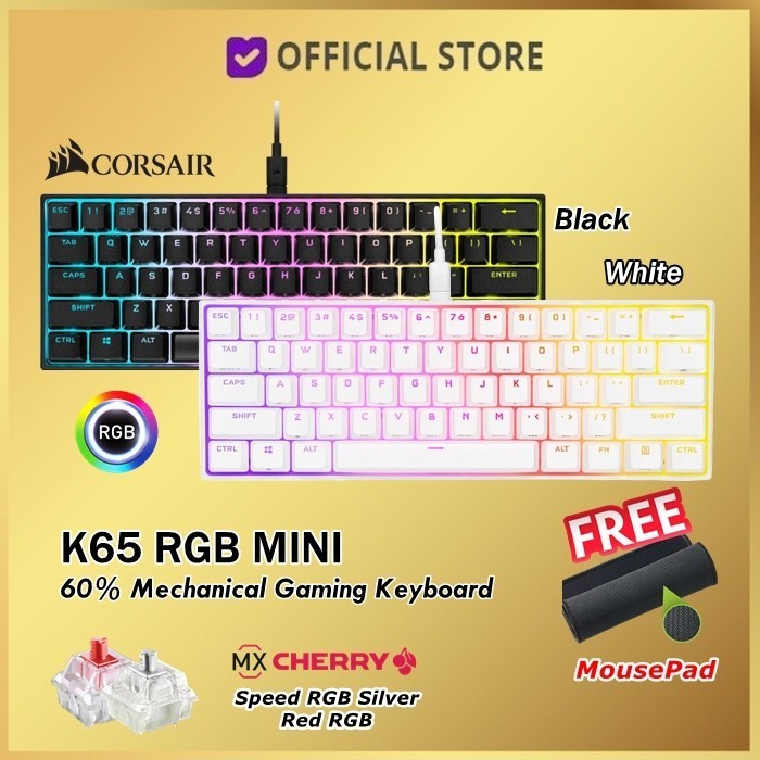 Jual Ready Corsair K65 RGB MINI 60% Mechanical Gaming Keyboard K 65 ...