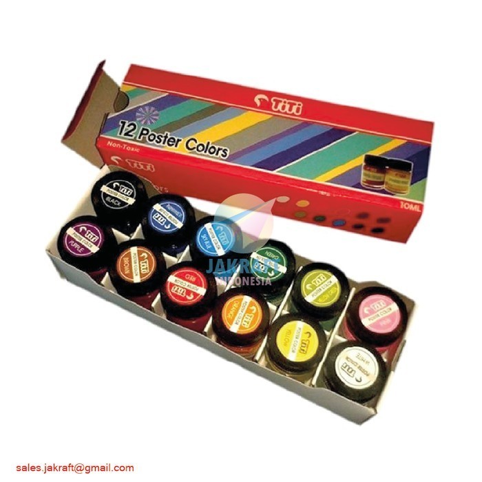 Jual Cat Lukis Poster Paint Set Botol 12 Warna Titi Poc-10Ml-12 K01 ...