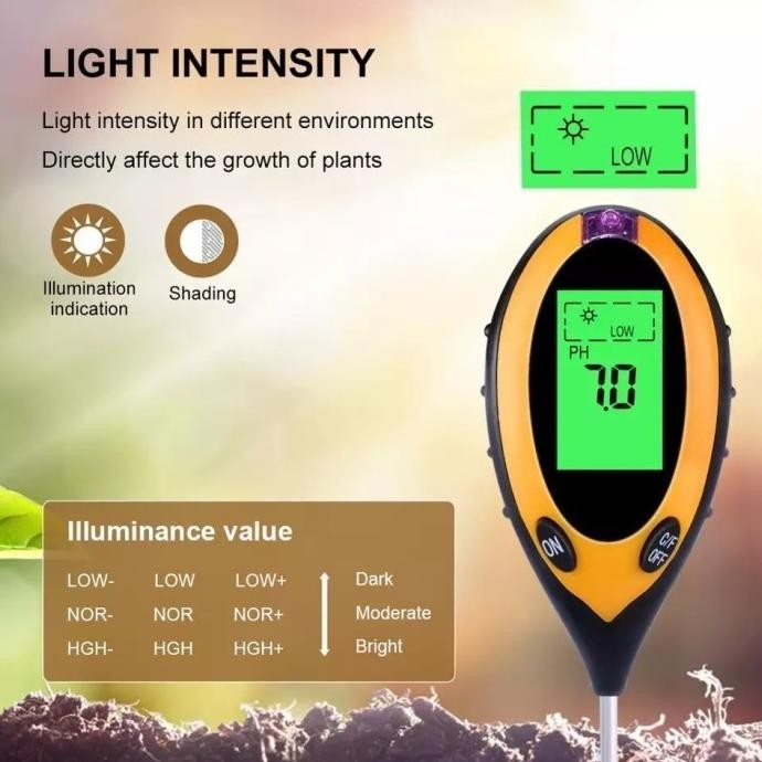 Jual Digital Ph Meter Soil 4In1 Alat Ukur Ph Dan Kelembapan Tanah ...