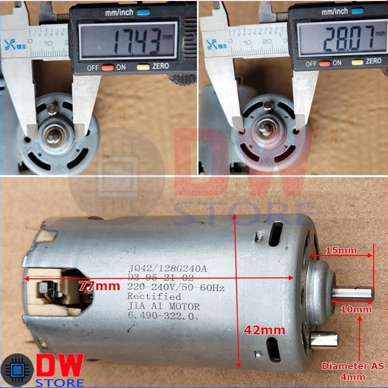 Jual QV21 Dinamo DC Motor RS7912 RS-7912 DC 220V-240V Low Rpm Speed ...