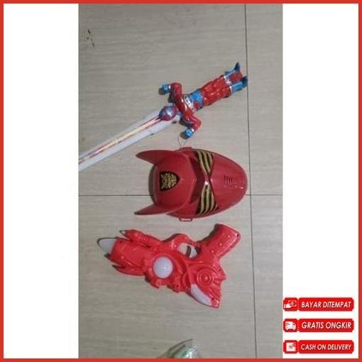 Jual Baru Paket Mainan Pedang Power Rangers Tanduk Topeng Pistol Lampu ...