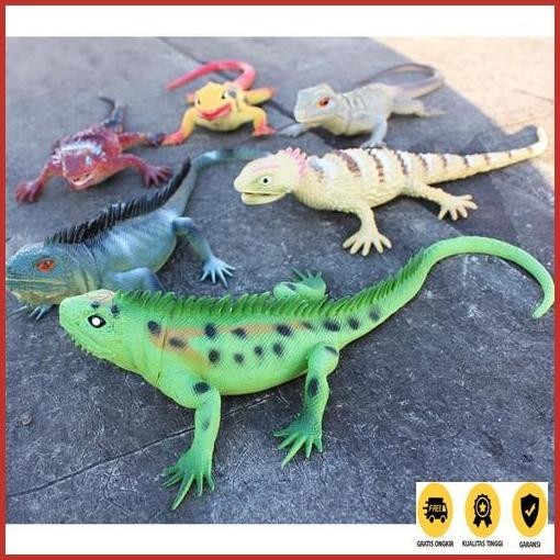 Jual Flash Sale Mainan Anak Hewan Reptil Kadal Cicak Karet Dipencet ...