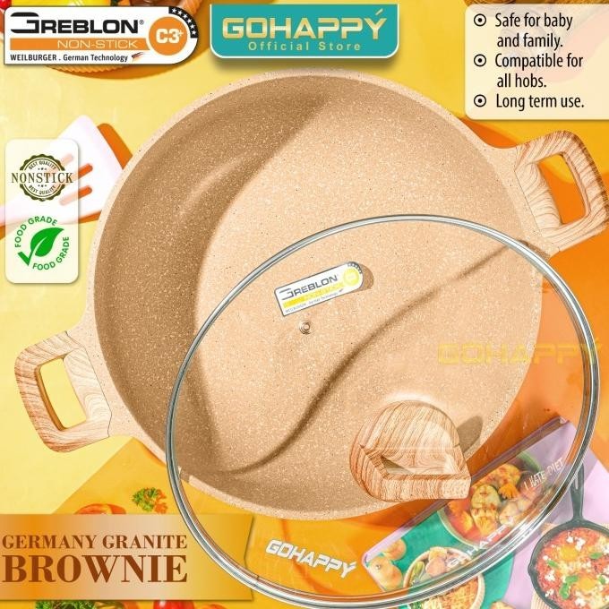 Jual suk WOK PAN SUPER BESAR 32CM Granite Greblon C3 Coating PANCI ...