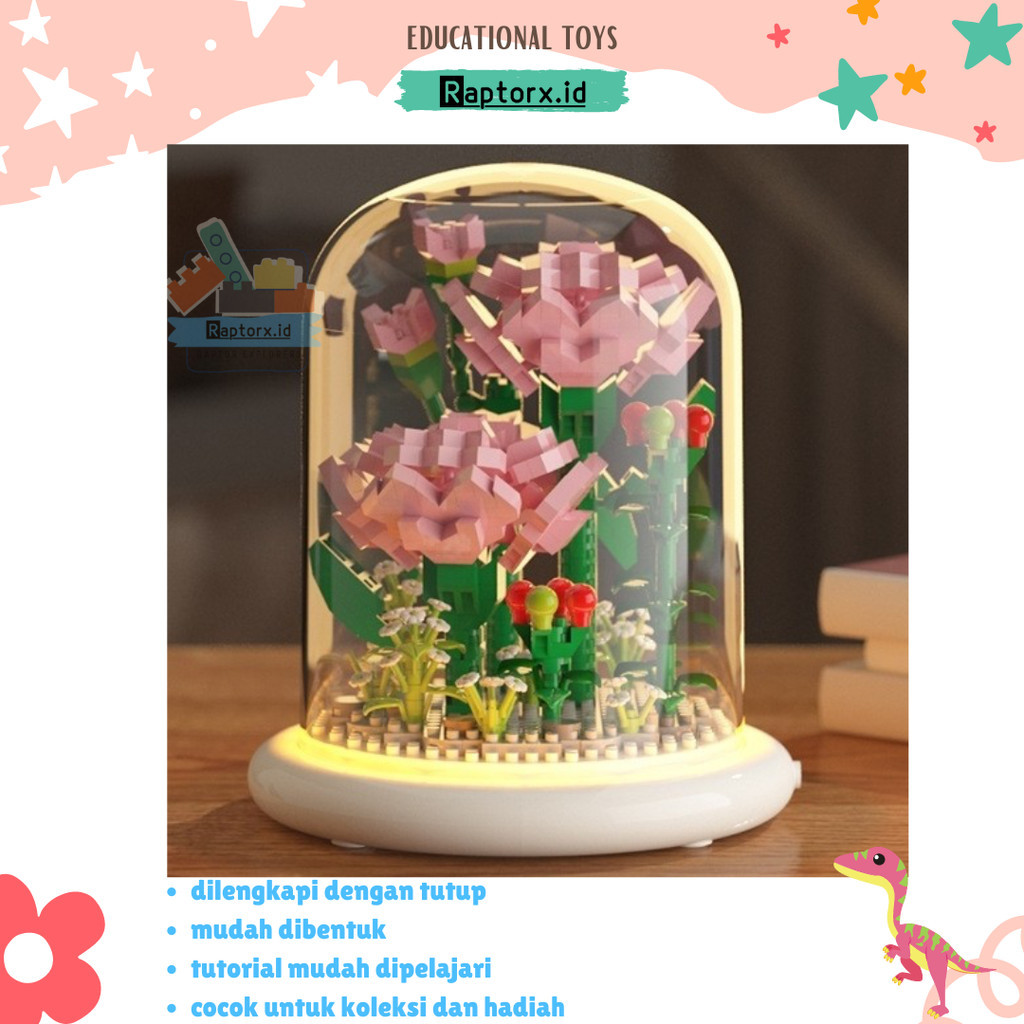 Jual Building Block DIY JIHUI Menyusun Balok Buket Bunga Mainan Edukasi ...