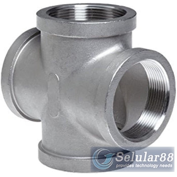 Jual Cross Tee 2 inch 2inch Stainless Steel SS304 Class 150 BSPT ...