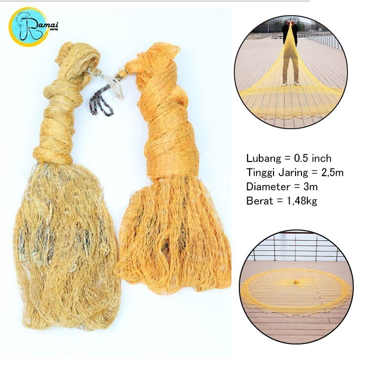 Jual Promo Fishing Net Jaring Jala Ikan Nelayan Lempar Tanpa Ring Bahan ...
