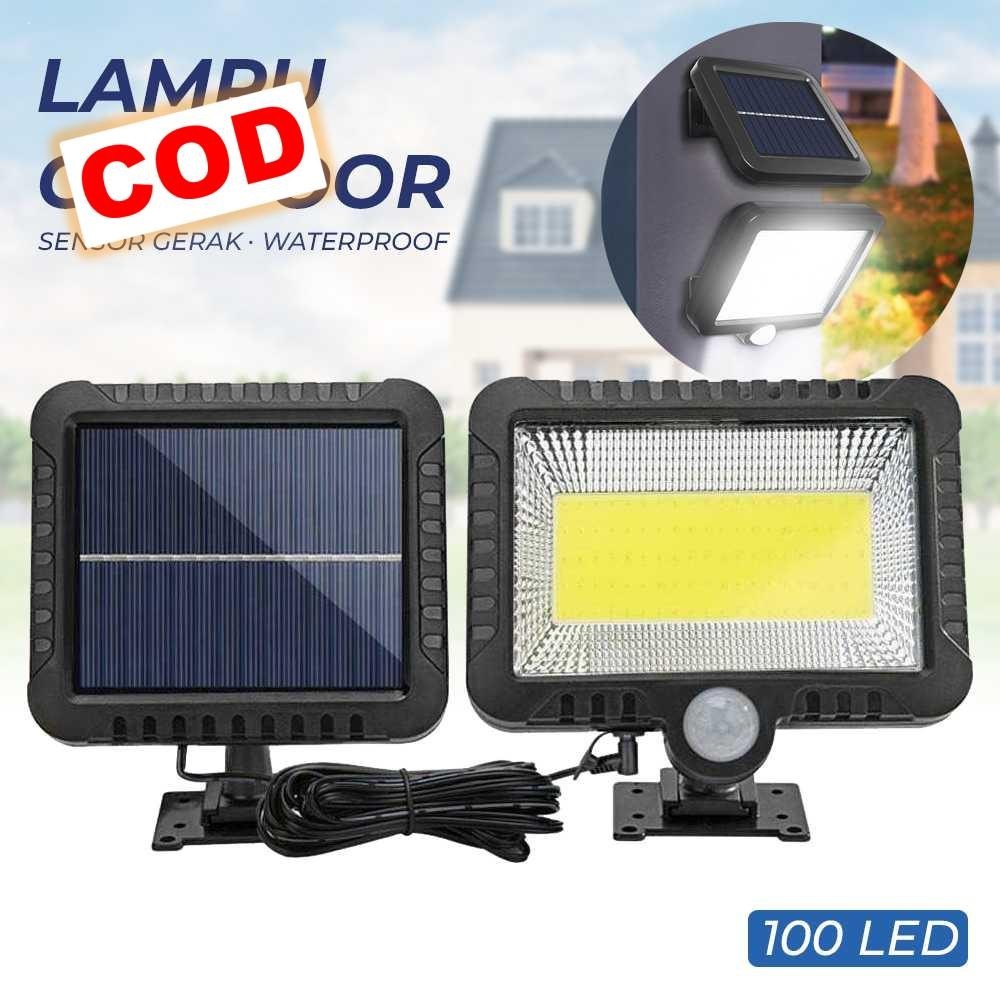 Jual Lampu Dinding Solar Sensor Gerak Waterproof 100LED Cool White ...