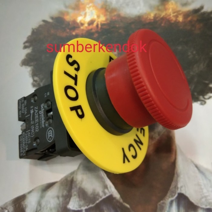 Jual SCHNEIDER TOMBOL EMERGENCY STOP XA2ES542 1NC + NAME TAGE 22MM ...