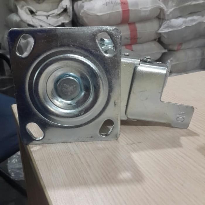 Jual Roda PU Flat Besi Cor Heavy Duty 3 inch Hidup Rem Poliurethane ...