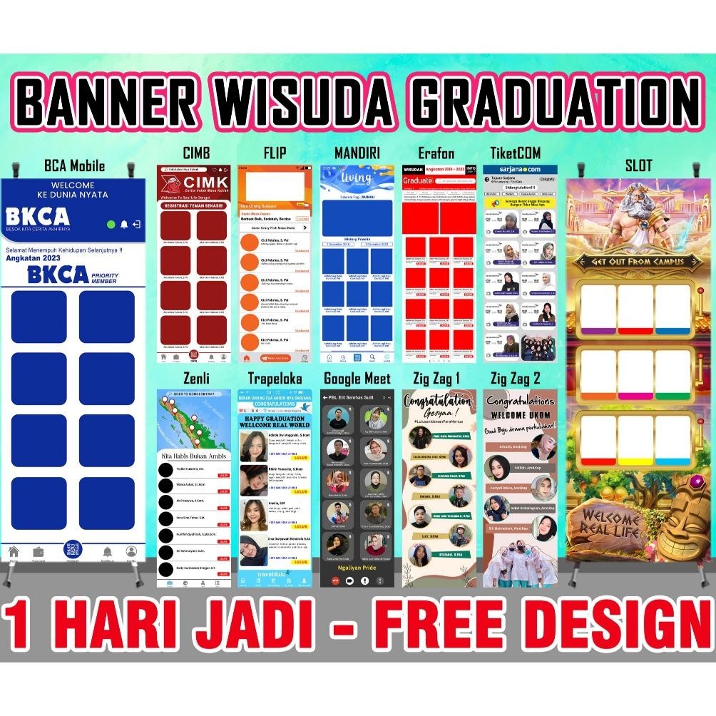 Jual GH CETAK SPANDUK WISUDA BANNER LULUS KULIAH GRADUATION BANER FREE ...