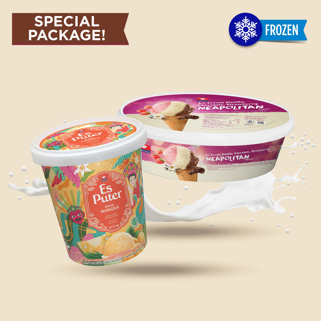 Jual DIAMOND ICE CREAM NEAPOLITAN 700 ML DAN ES PUTER NANGKA 473 ML ...