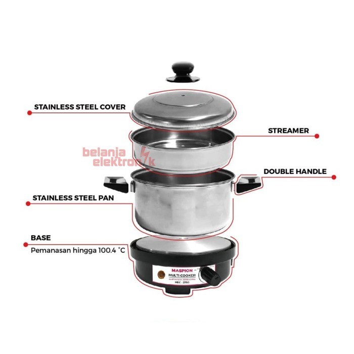 Jual MASPION MULTI ELEKTRIK COOKER MEC 2750 PANCI LISTRIK 0.7 LITER ...