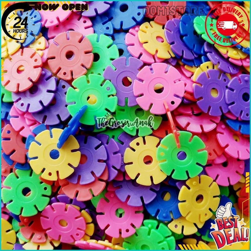 Jual Bombik Bunga Diameter 3Cm Blocks Tazos Bongkar Pasang Bisa ...