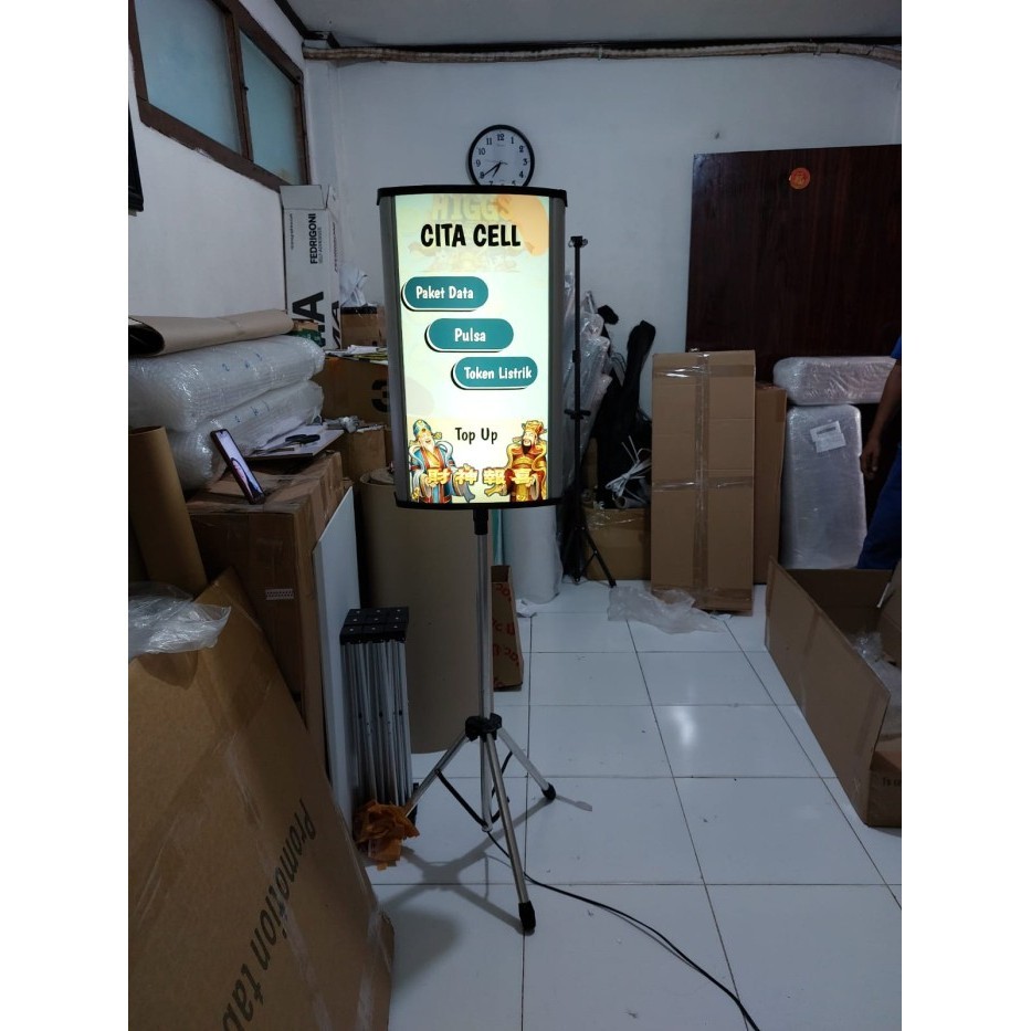 Jual TRIPOD ROTARY LIGHT BOX / ROTARY LIGHT BOX BANNER STAND PLUS PRINT ...
