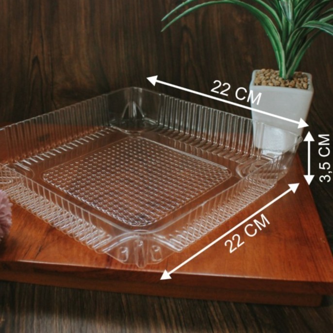 Jual 10 Pcs Mika Tray Kue Puding Cake Tray Bening size 22 x 22 x 3.5 cm ...