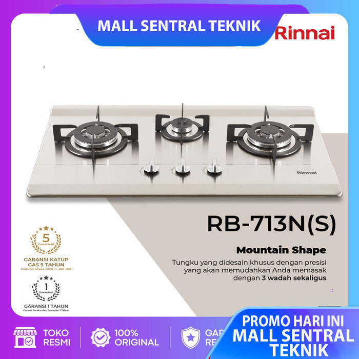 Jual Jual! Promo Kompor Tanam 2 Tungku Rinnai Rb 713 Ns Stainless Slim ...