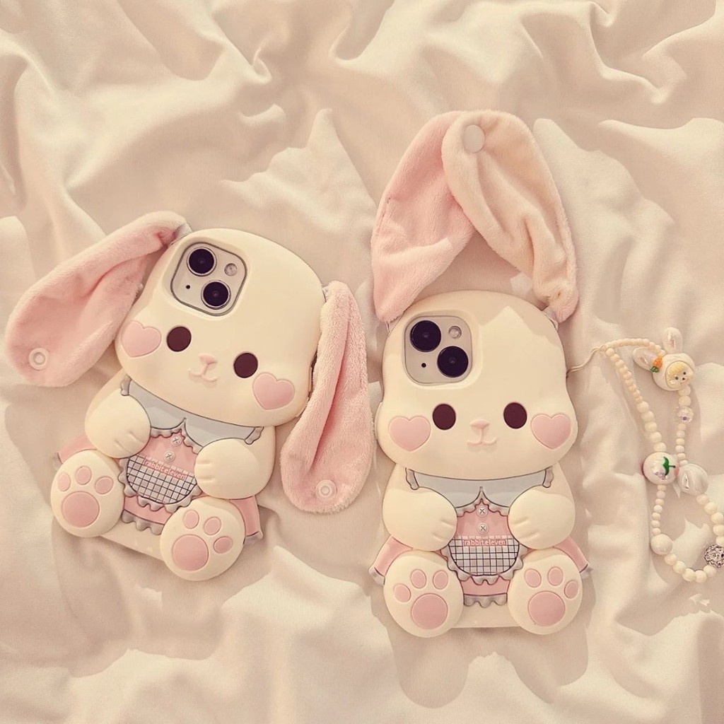 Jual 3D Cute Cartoon Pink Big Ears Rabbit Phone Case | Shopee Indonesia