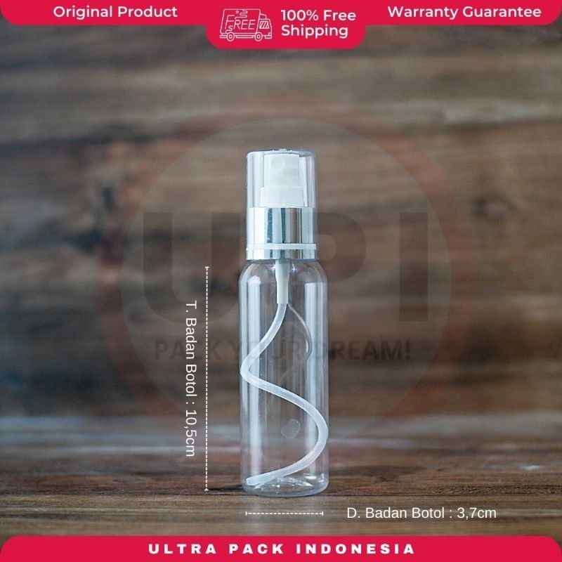 Jual KEMASAN BOTOL MIST SPRAY ISI ULANG - BOTOL PET BR 100ML CLEAR + SPRAYER FULL CAP ALUMINIUM ...