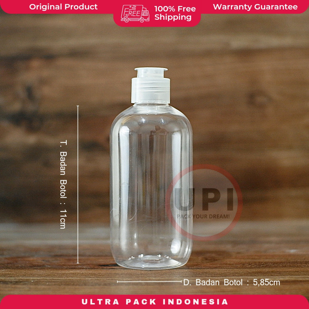 Jual Kemasan Botol Fliptop Isi Ulang - BOTOL PET SBR 250ML CLEAR + FLIP TOP JAMUR | Shopee Indonesia