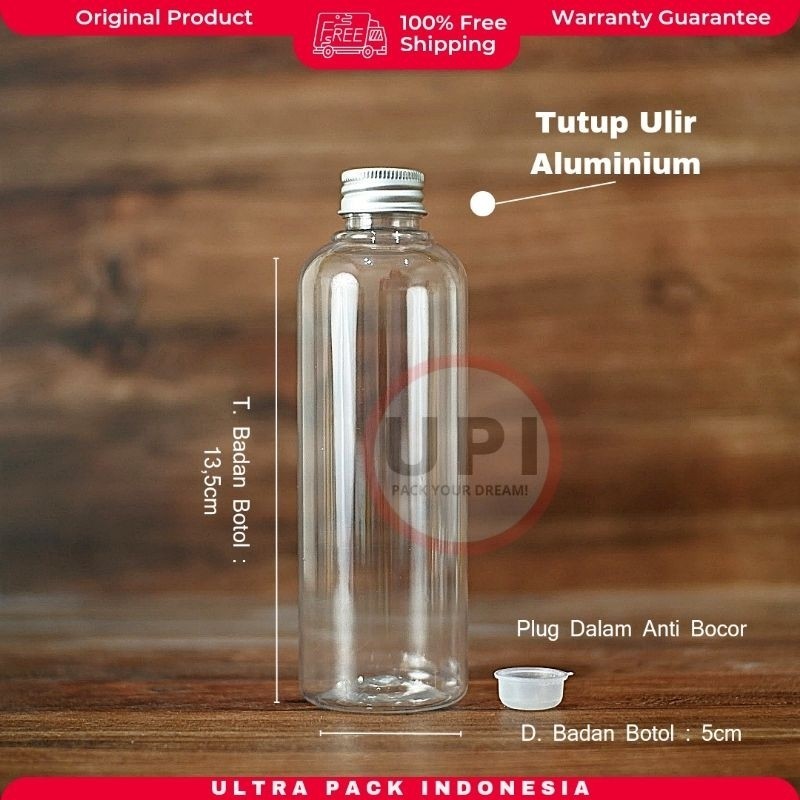 Jual KEMASAN MINUMAN BOTOL FOOD GRADE - BOTOL PET BR 250ML CLEAR + TUTUP ULIR ALUMINIUM IMPORT ...