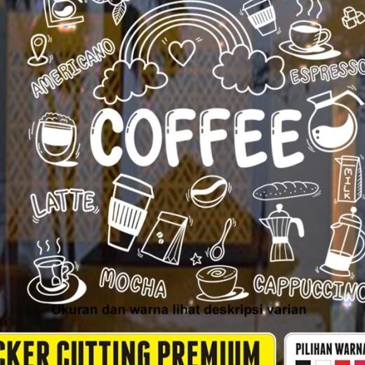 Jual Stiker Kaca Dinding Kafe Kopi Coffee Shop Doodle Cutting Stier ...